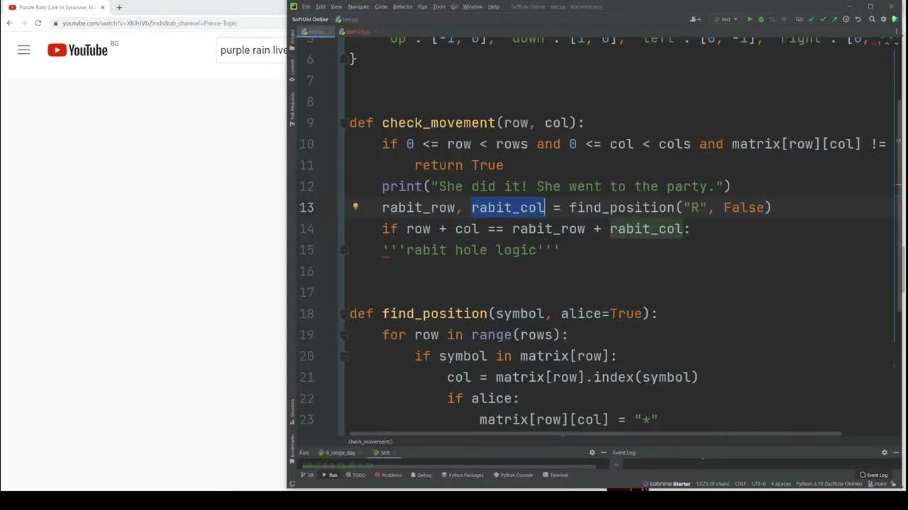 SoftUni Advanced - 05. Alice in Wonderland - Multidimensional Lists Exercise 2 - YouTube