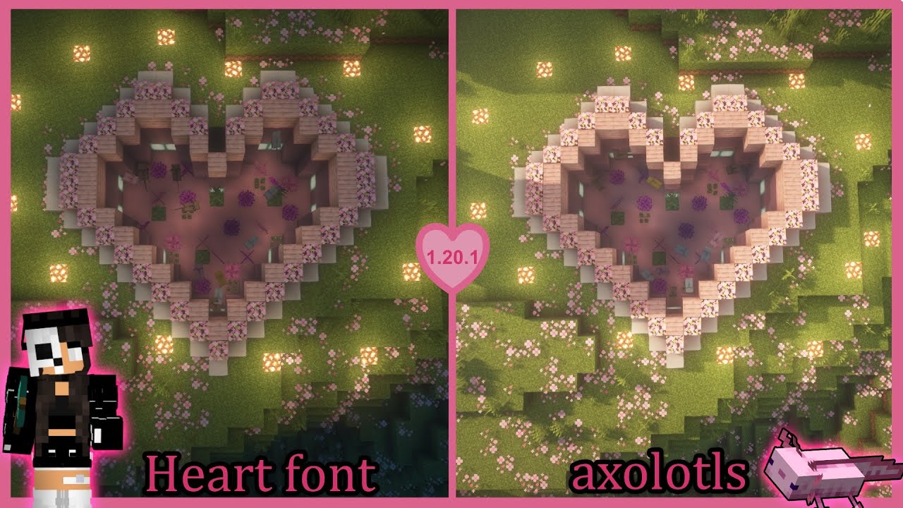 Minecraft - How to build a heart fountain for axolotls - 💗 - YouTube