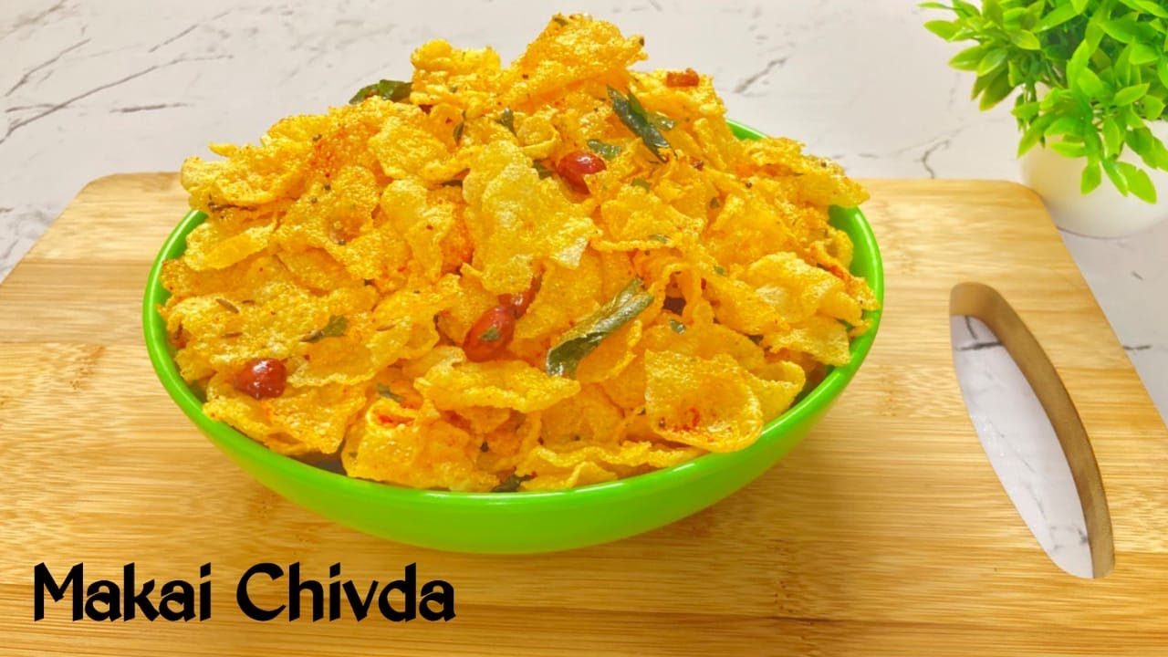Crispy corn chivda by the menu card/ makyacha chivda/ मक्याचा चिवडा ...