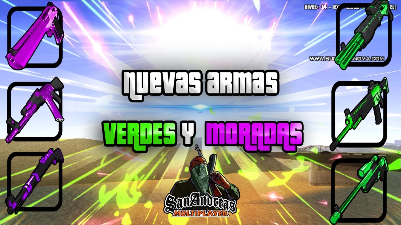 NUEVAS ARMAS MODERNAS VERDES Y MORADAS PARA GTA Y SAMP!! - YouTube