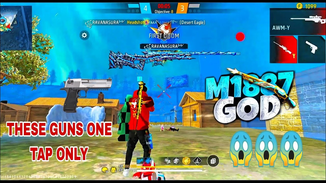 FREE FIRE ONE TAP ONLY MATCH WITH DESERT, M18, AND AWM 😱😱😱😱😱😱😬😬😬😬😬 TAP ...