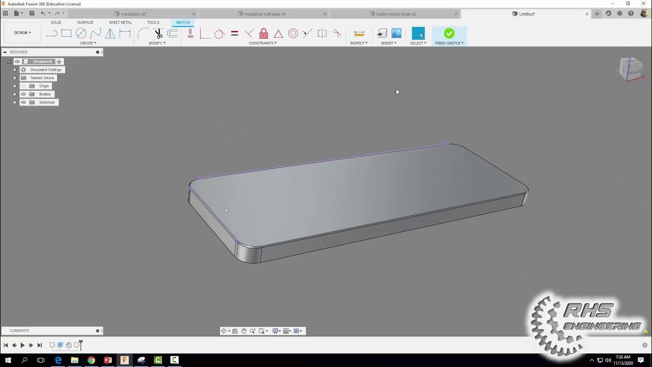 Designing the Button Maker Base Plate with Fusion 360 - YouTube