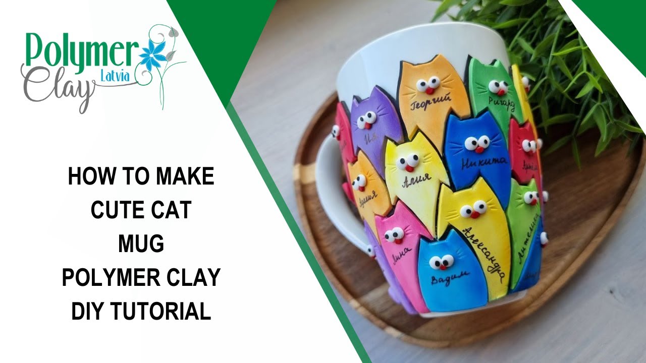 How to make cute cat mug. Polymer clay DIY tutorial #cats #polymerclay ...