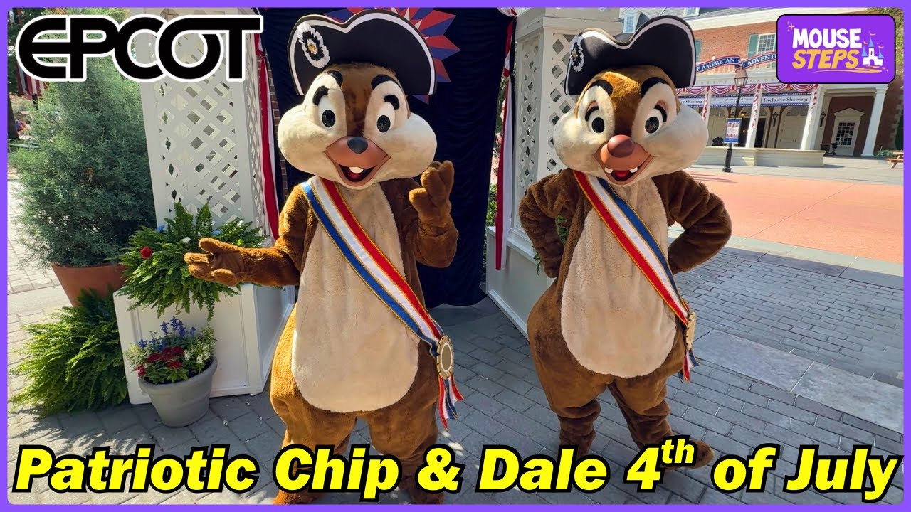 Patriotic Chip & Dale on Fourth 4th of July at EPCOT 2025 - Walt Disney ...