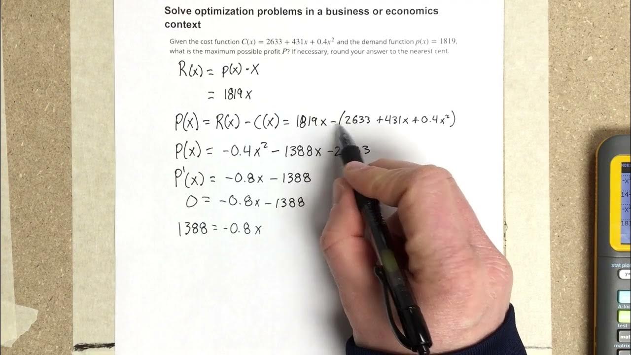 Solve optimization problems in a business or economics context - YouTube
