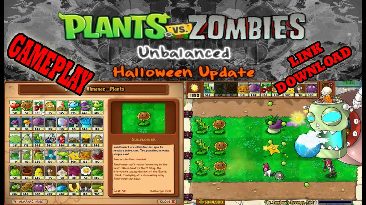 Gameplay & Link Download PvZ Unbalanced Halloween Update - YouTube