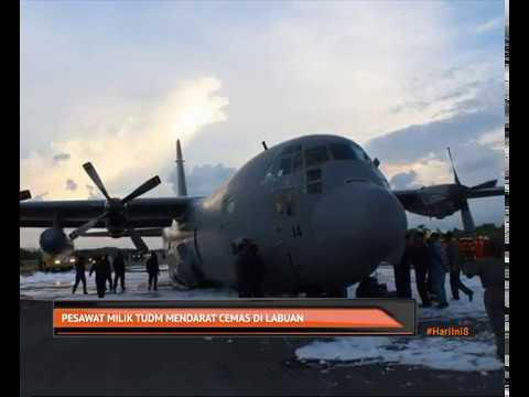 Pesawat milik TUDM mendarat cemas di Labuan - YouTube