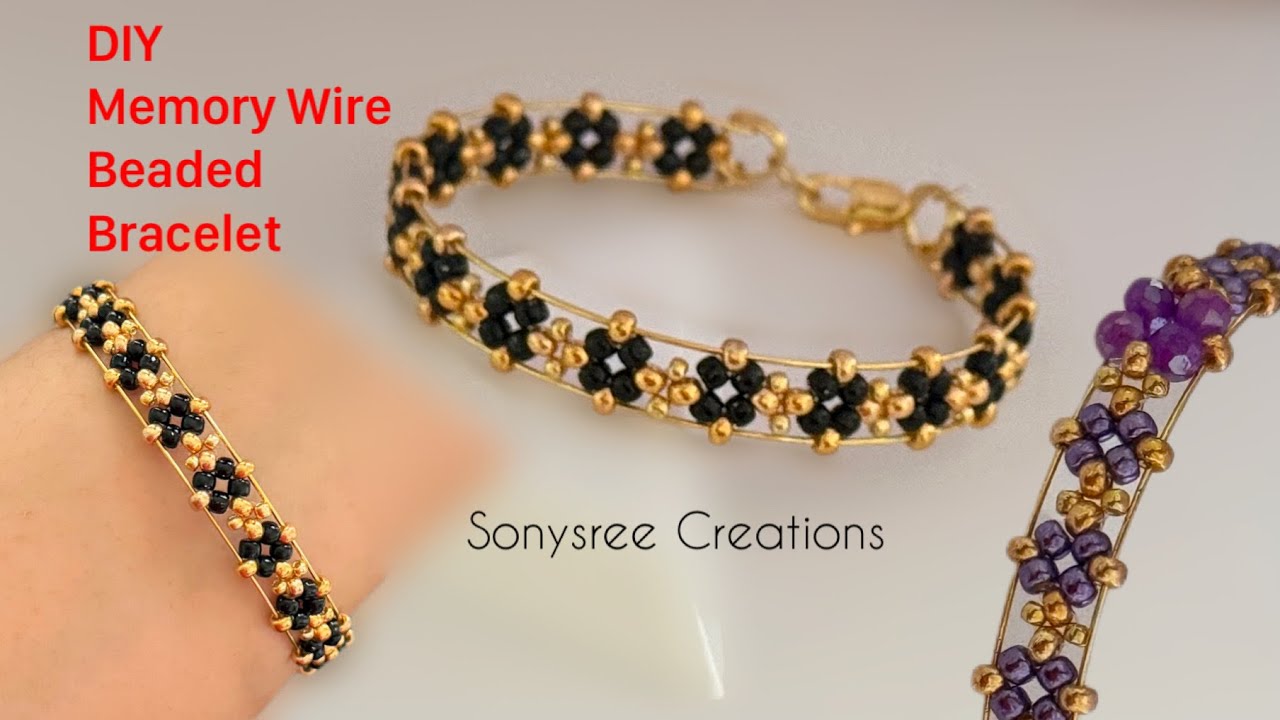Memory Wire Beaded Bracelet || Easy beaded bracelet - YouTube
