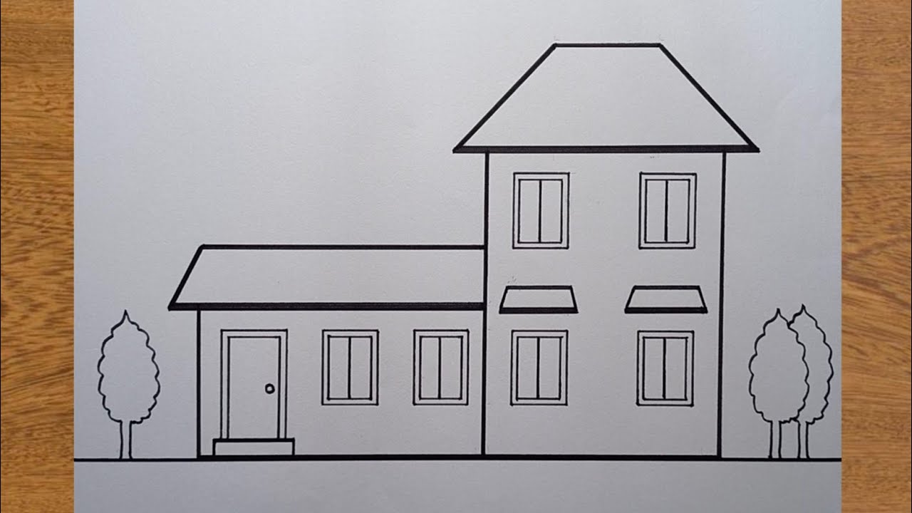 How to draw an easy house || Drawing House For Beginners - YouTube