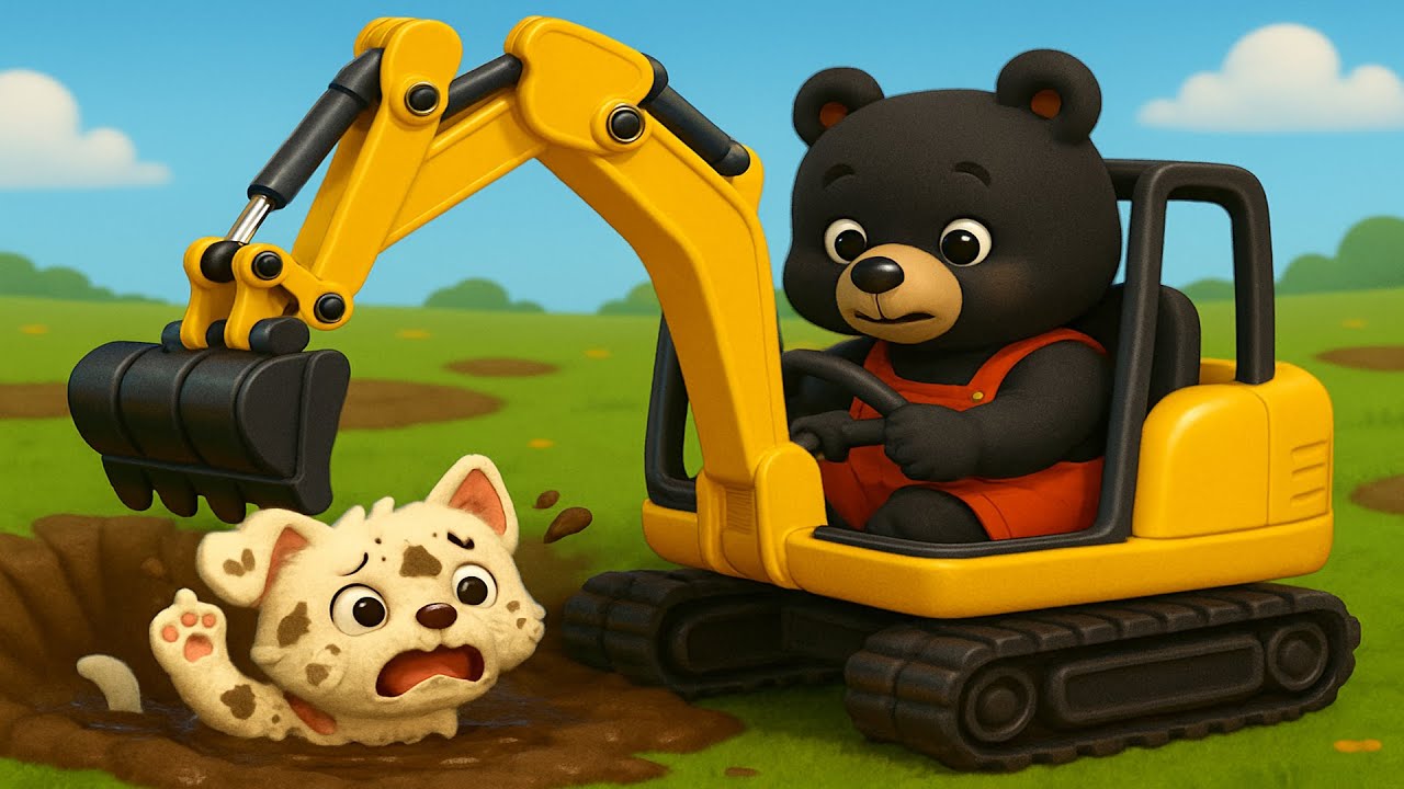Oh No! 🐶 Puppy Stuck in the Mud - Can the Bear Rescue Him? 🐻🌟| Vehicles ...