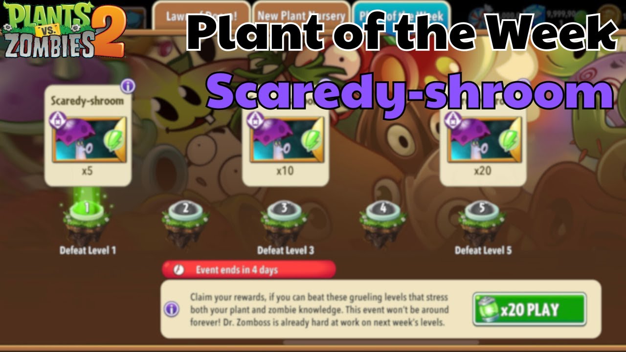 PvZ 2 - Preview Plant Of The Week - Scaredy-shroom - YouTube