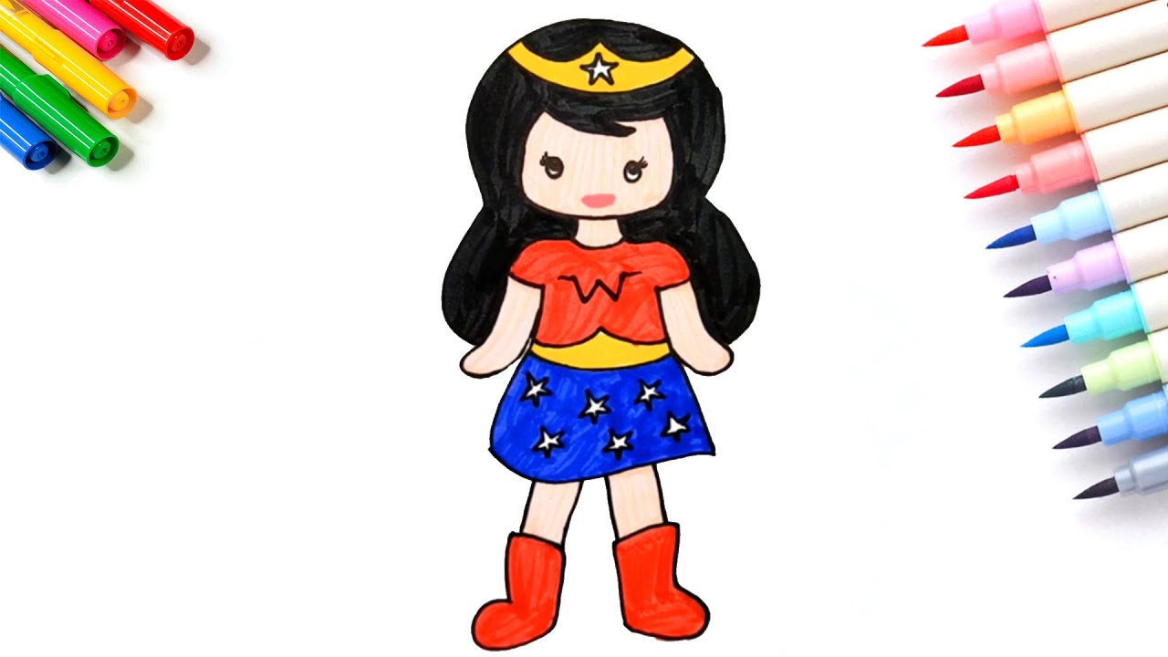 How to Draw Wonder Woman Easy | Wonder Woman Cartoon Drawing | Draw ...
