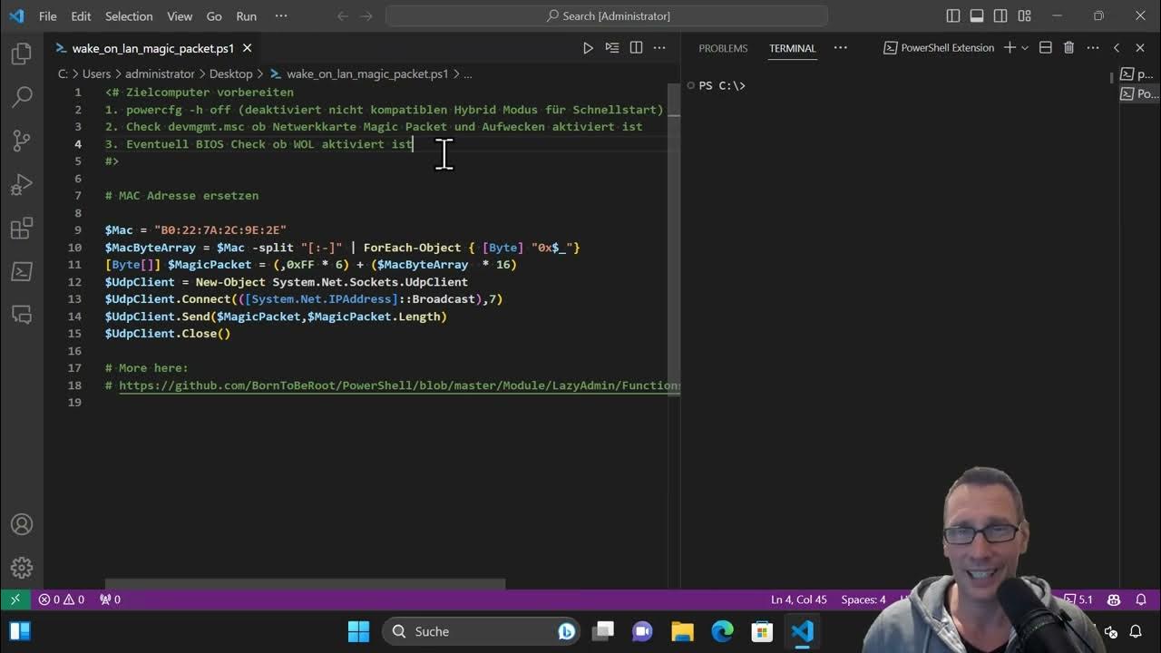 PowerShell: Computer mit Wake on LAN aufwecken - YouTube