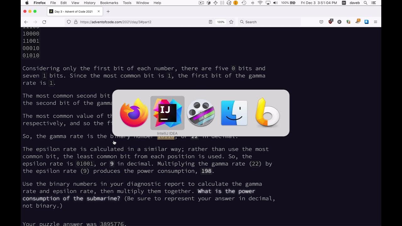 Advent of Code 2021 Day 3, Part 1, Python Solution - YouTube