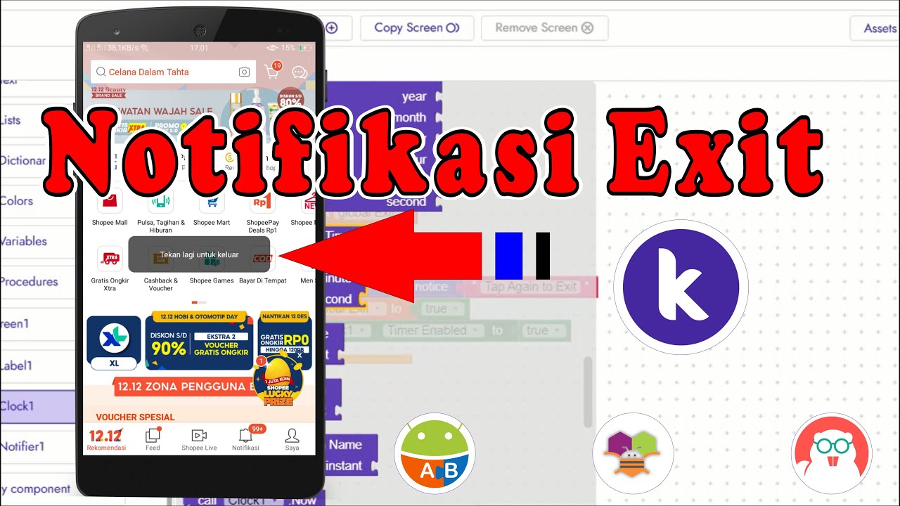 Notifikasi Exit, Ketuk sekali lagi untuk keluar-Kodular | MIT App ...