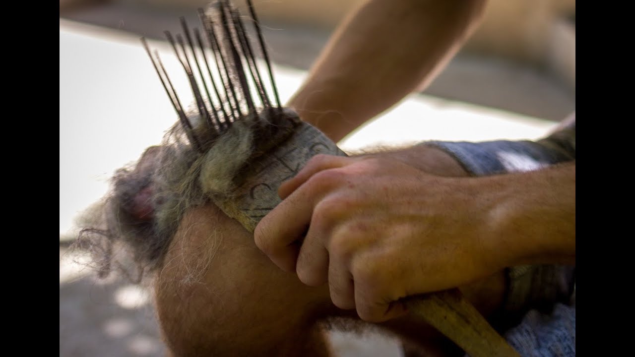 Hand Processing Wool - Combing with Antique Combs - YouTube