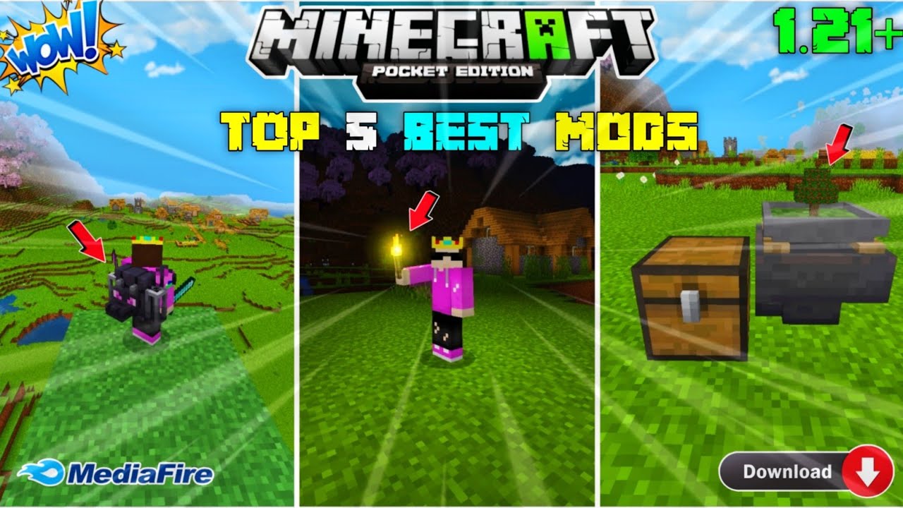 Top 5 MOST EPIC Mods For Your Minecraft PE 1.21+ | Minecraft Pe Mods ...