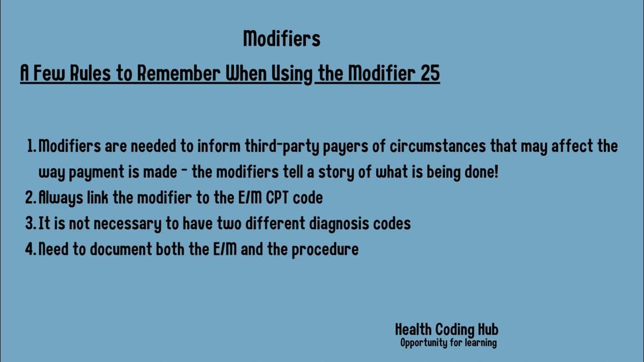 Medical Coding E/M Modifier 25 - YouTube