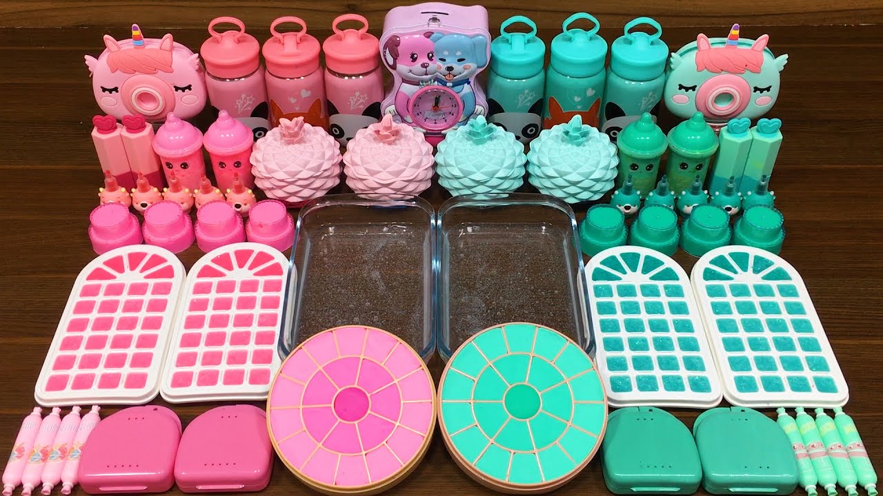 PINK vs MINT!! Mixing Random into CLEAR Slime!! Satisfying Nastya Slime ...