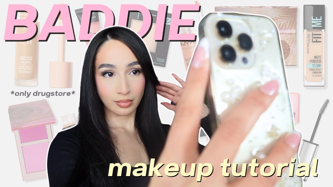 full face of DRUGSTORE MAKEUP | baddie on a budget - YouTube
