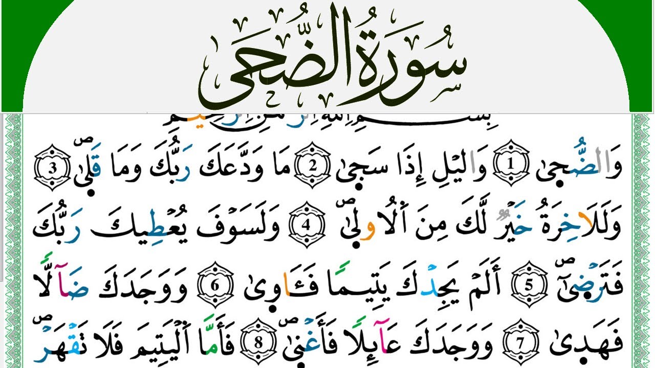سورة الضحى مكتوبة محمد سايد Surah Al Doha برواية ورش عن نافع