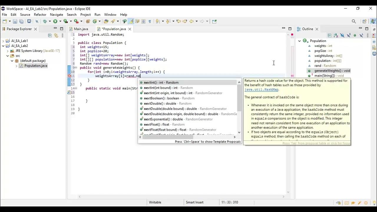 Evolutionary Algorithms | الخوارزميات التطورية Initial Population for Knapsack Problem in Java ...