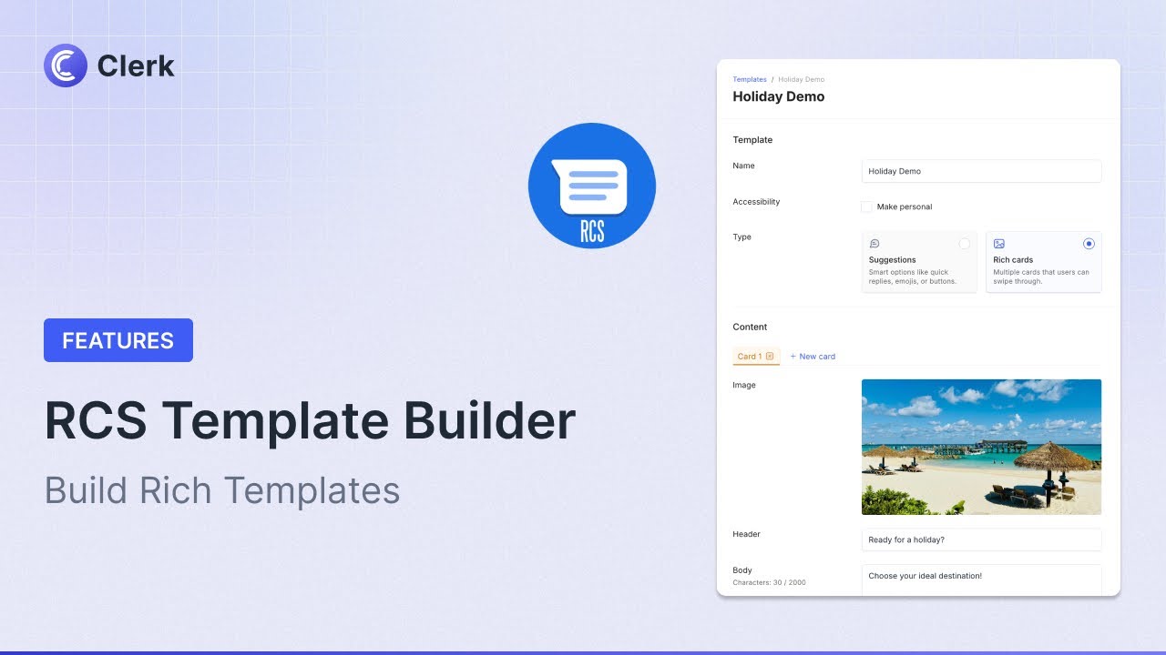 Build your own RCS template inside Clerk Chat! - YouTube
