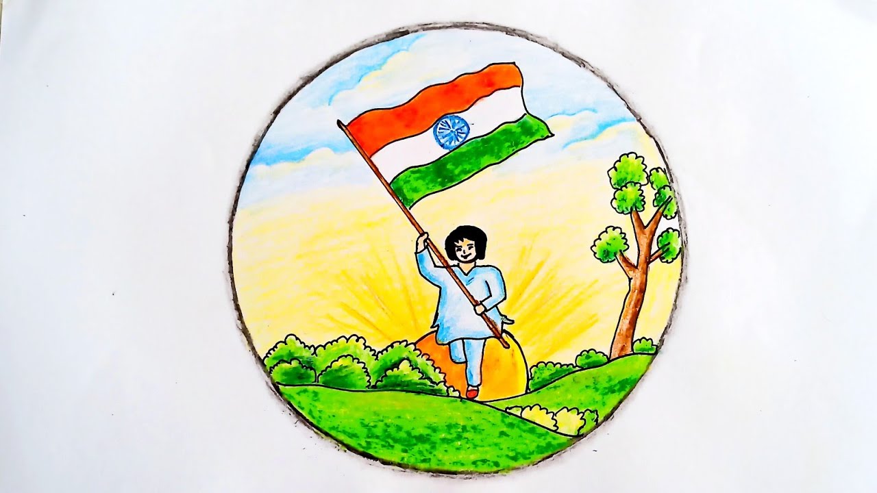 how to draw independence day drawing | indian flag drawing | easy ...