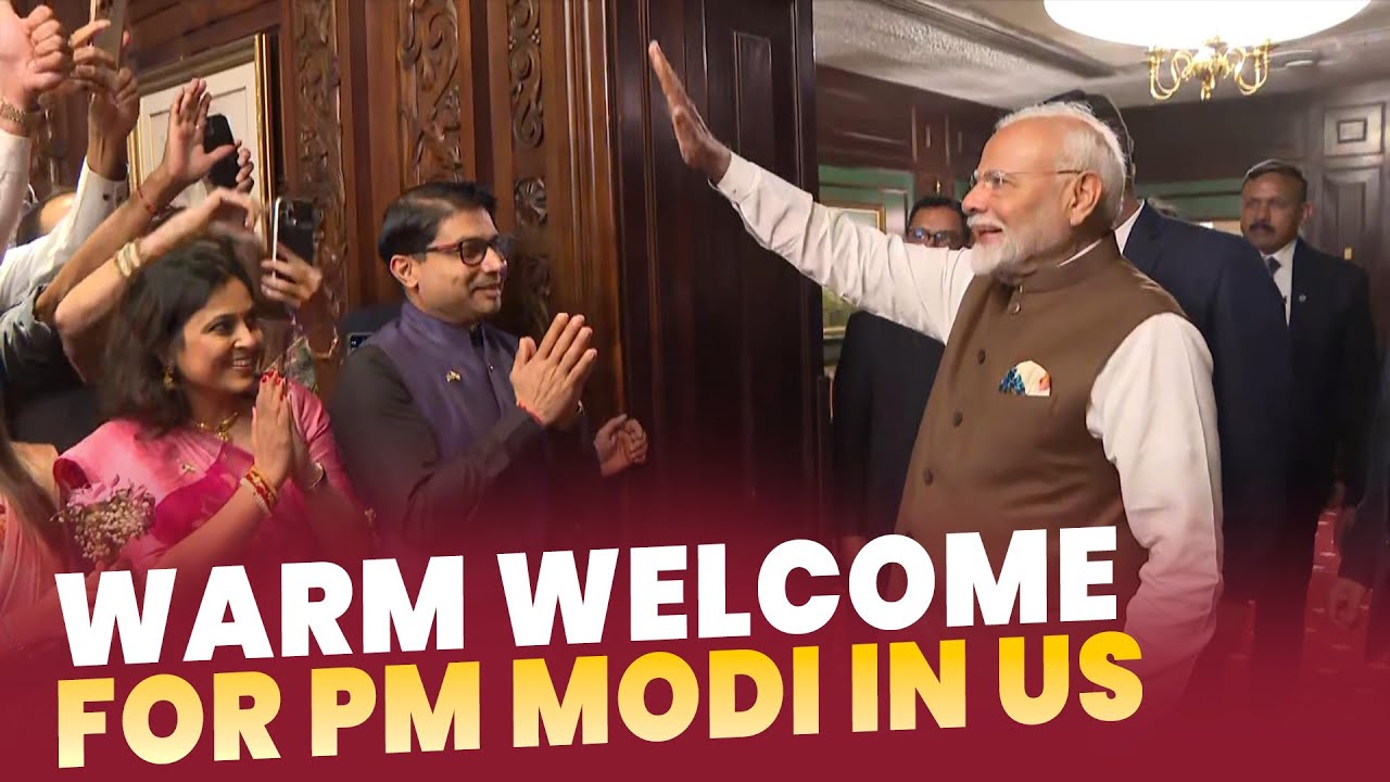 Live: PM Modi receives a warm welcome in Wilmington, Delaware - YouTube