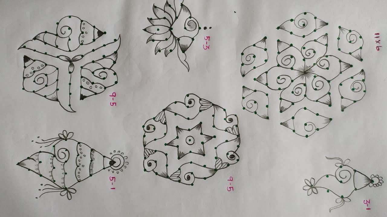 sangu kolangal with dots.small sangu kolam.easy big sangu kolam ...