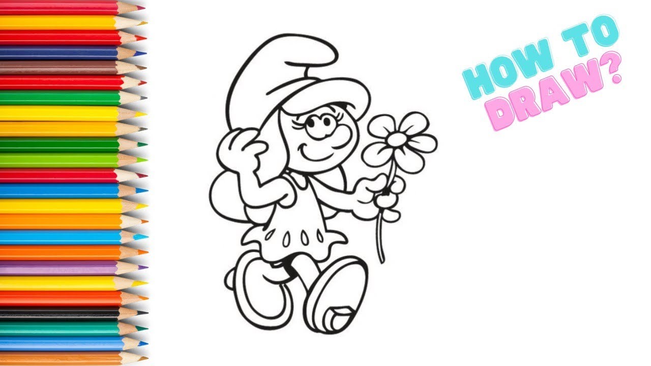 How To Draw Smurfette, Painting and Colouring for Kids - YouTube