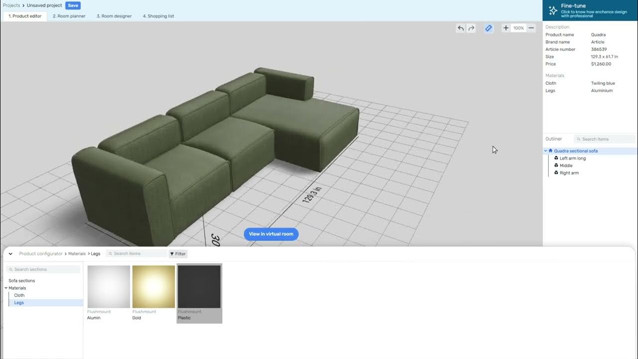 Online Furniture & Interior 3D Configurator - YouTube