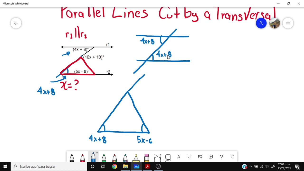 Parallel lines cut by a transversal - Problem 3 - YouTube