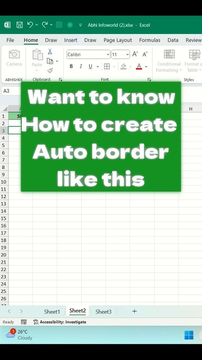 How to create Auto Borders in Excel | Formating #excel #exceltutorial #shorts #shortsfeed - YouTube