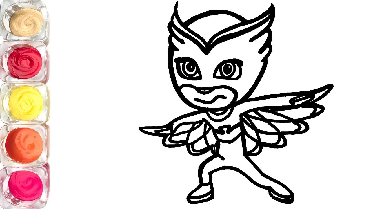 OWLETTE PJ MASKS draw and color with COLORED MARKERS for children ...