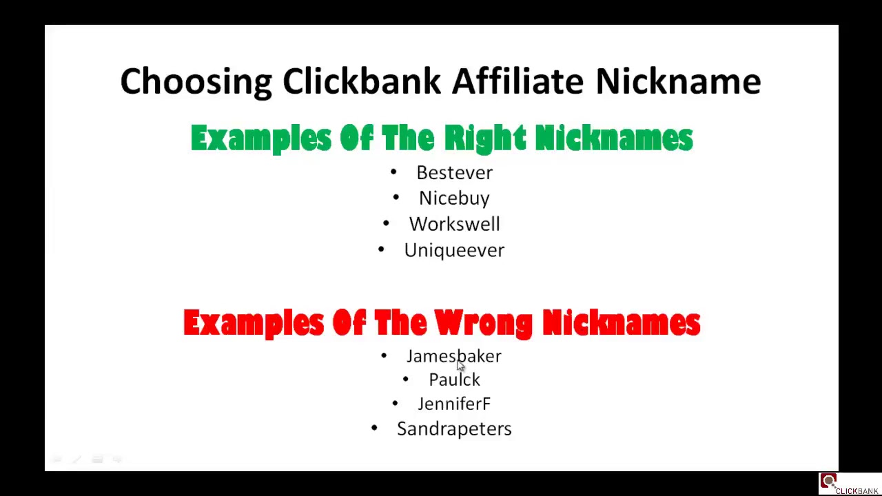 Clickbank 05 Choosing ClickBank Nickname The Right Way - YouTube