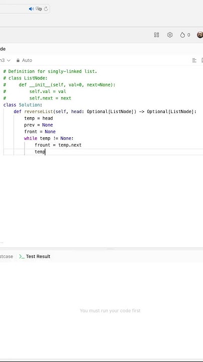 Leetcode 206 Reverse Linked List Python Programming Leetcode Leetcodepython Coding Youtube