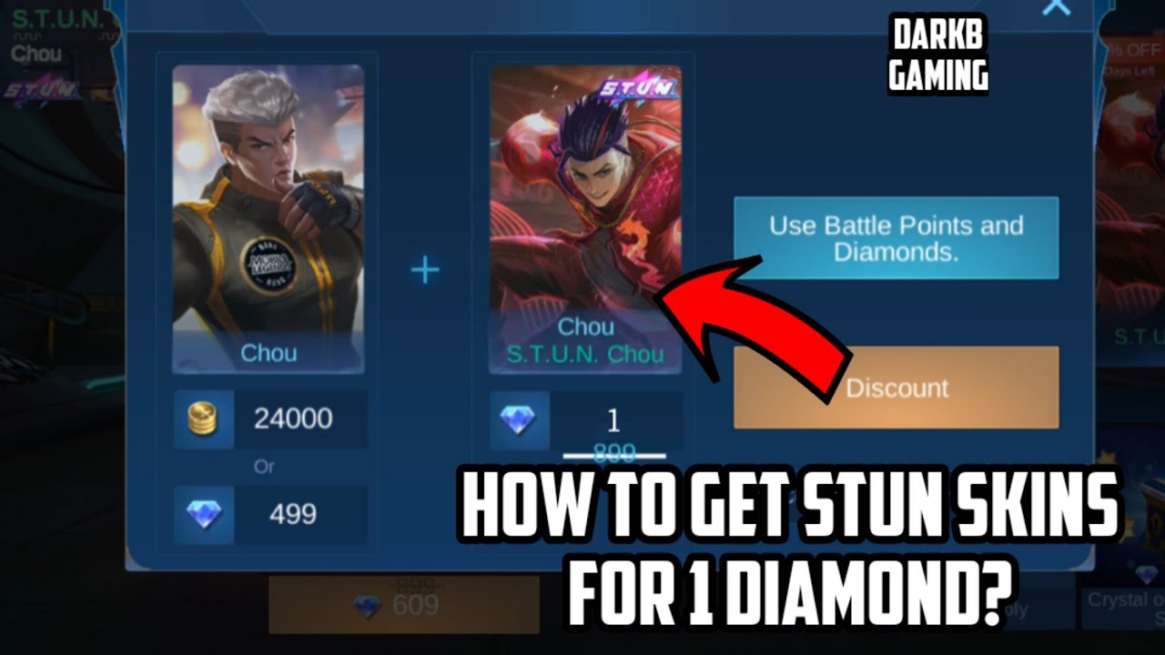 How to get STUN skin for 1 Diamond | Chou, Selena and Brody STUN Skin ...