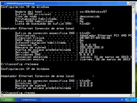 Comando CMD ipconfig muestra, repara o modifica configuración IP - YouTube