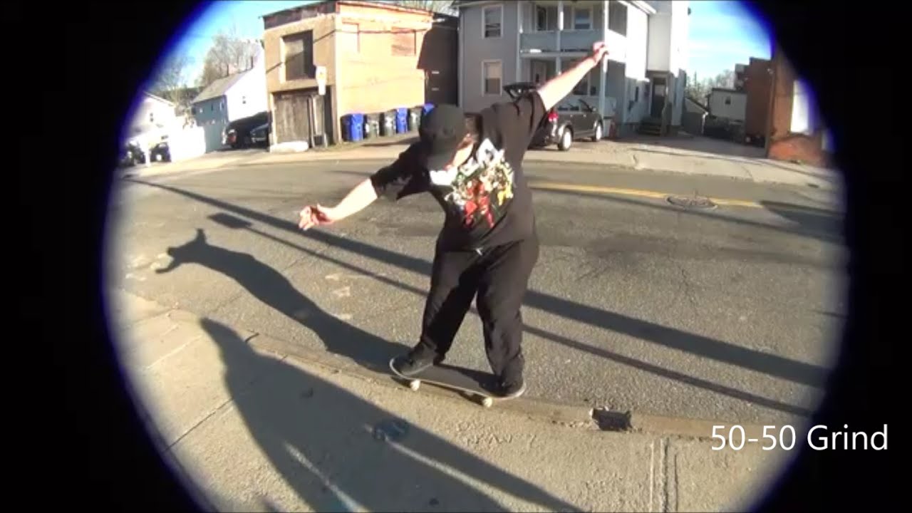 SKATEBOARDING GRIND TRICKS ON A CURB - YouTube