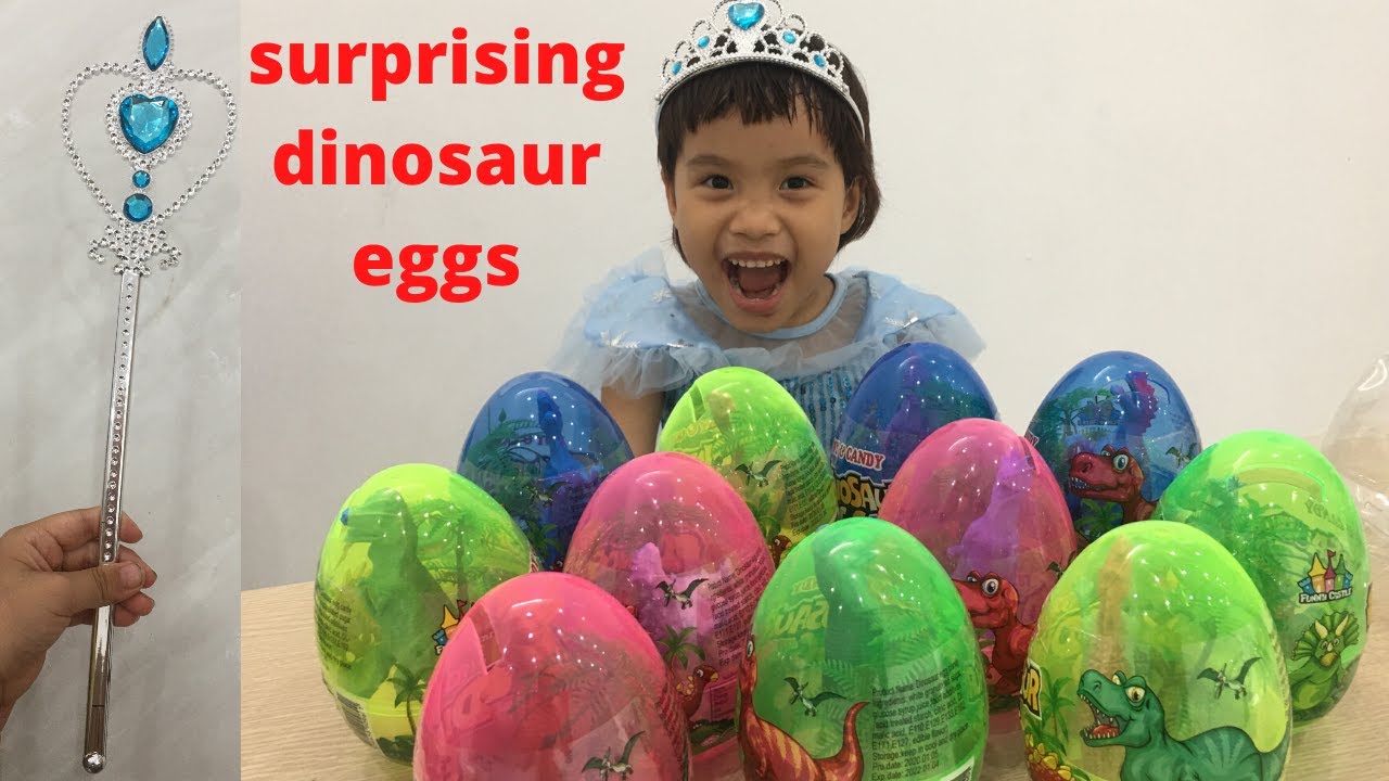 Hunt surprising dinosaur eggs with Elsa princess - YouTube