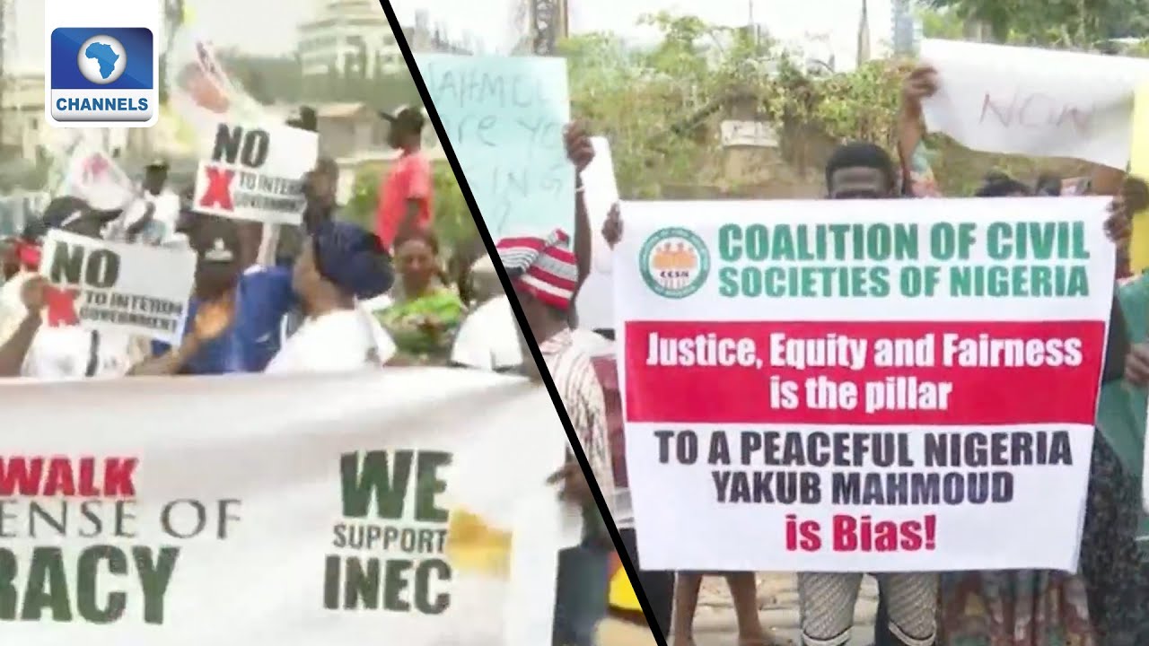 Presidential Election Opposing Groups Protest At INEC Headquaters - YouTube
