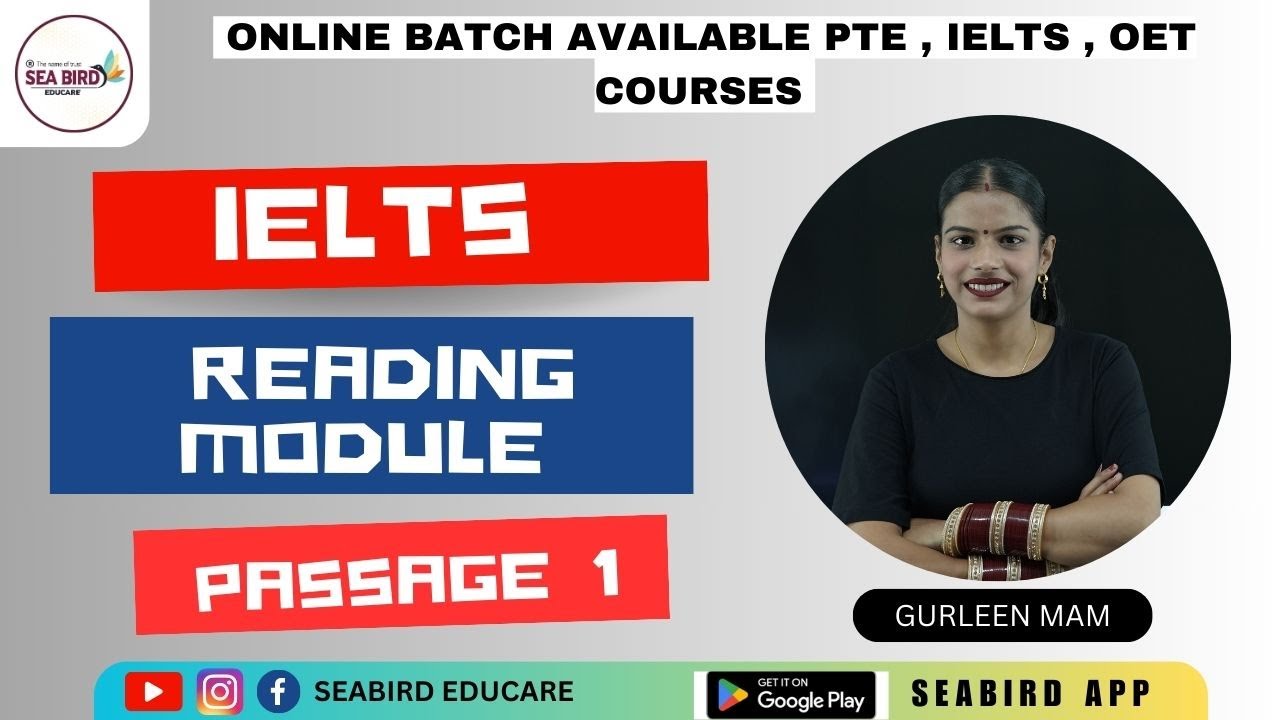 IELTS READING PASSAGE 1 || IELTS READING MODULE || GURLEEN MAM - YouTube