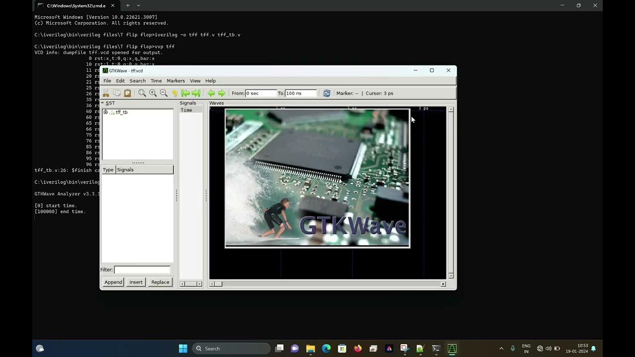 T-Flip Flop Verilog | ICARUSVerilog | GTKWave - YouTube