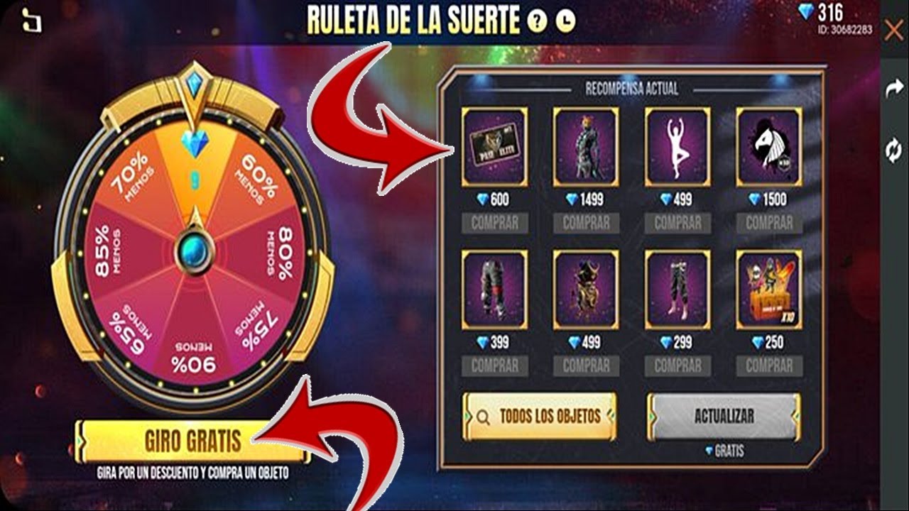 LLEGO LA NUEVA RULETA DE LA SUERTE EN FREE FIRE 😱 JUGANDO CON ...