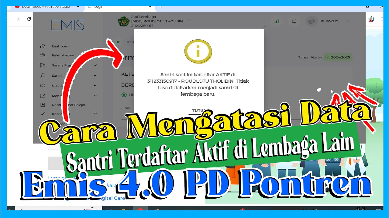 CARA MENGATASI DATA SANTRI TERDAFTAR AKTIF DI LEMBAGA LAIN UPDATE EMIS ...