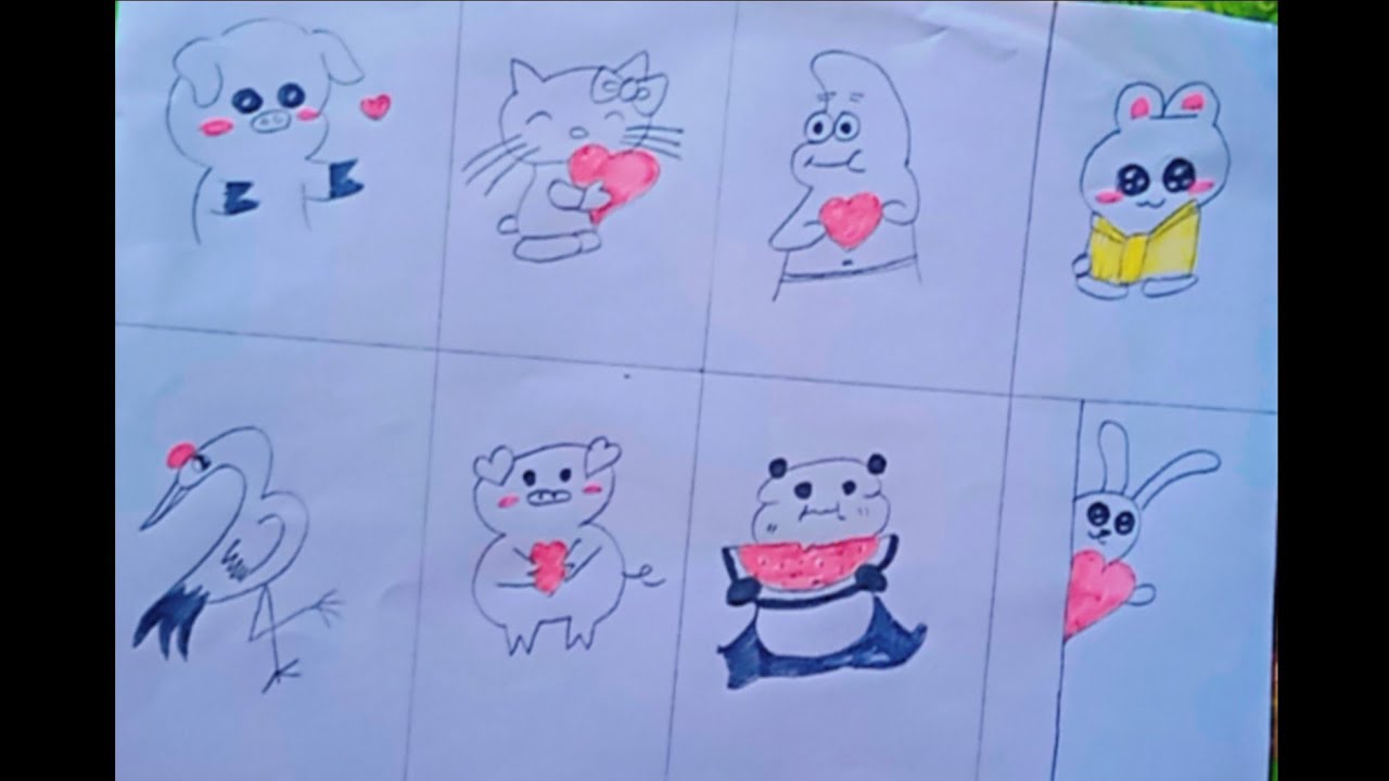 How to make 8 cute drawings | How to make easy and cute drawings - YouTube