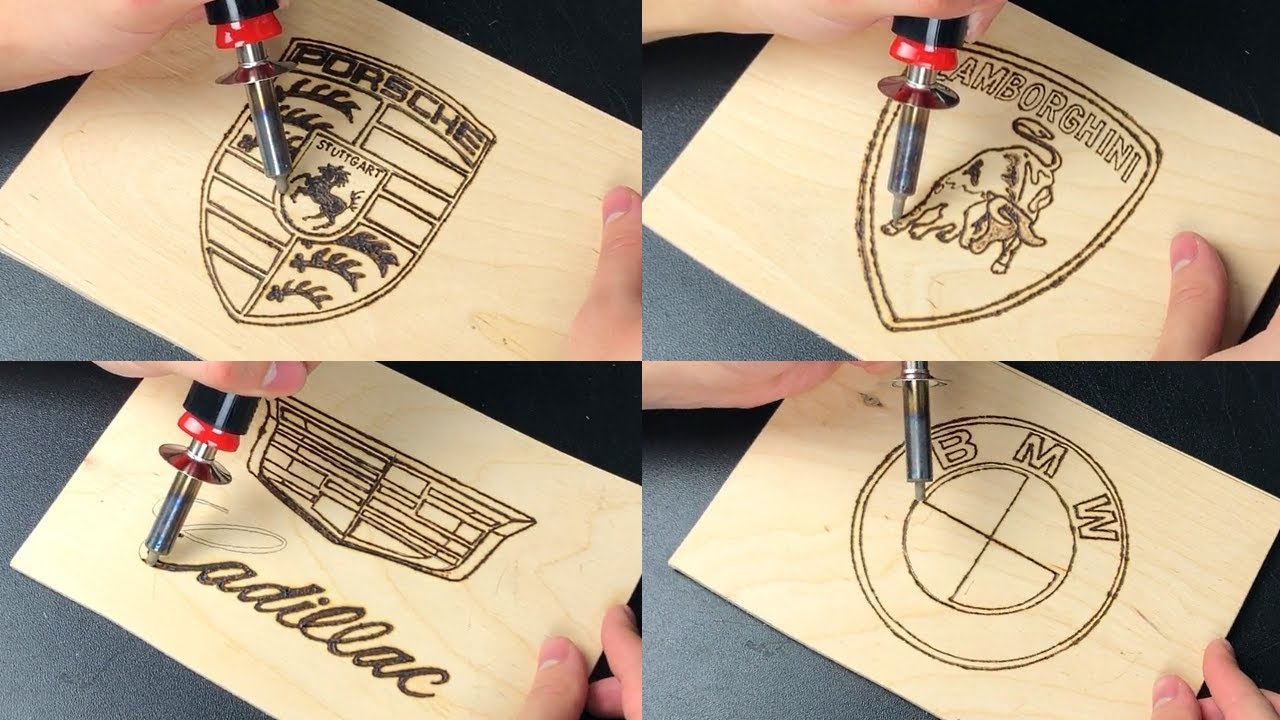 Car Logos Wood Burning Art - Lamborghini, Ferrari, Cadillac, BMW - YouTube