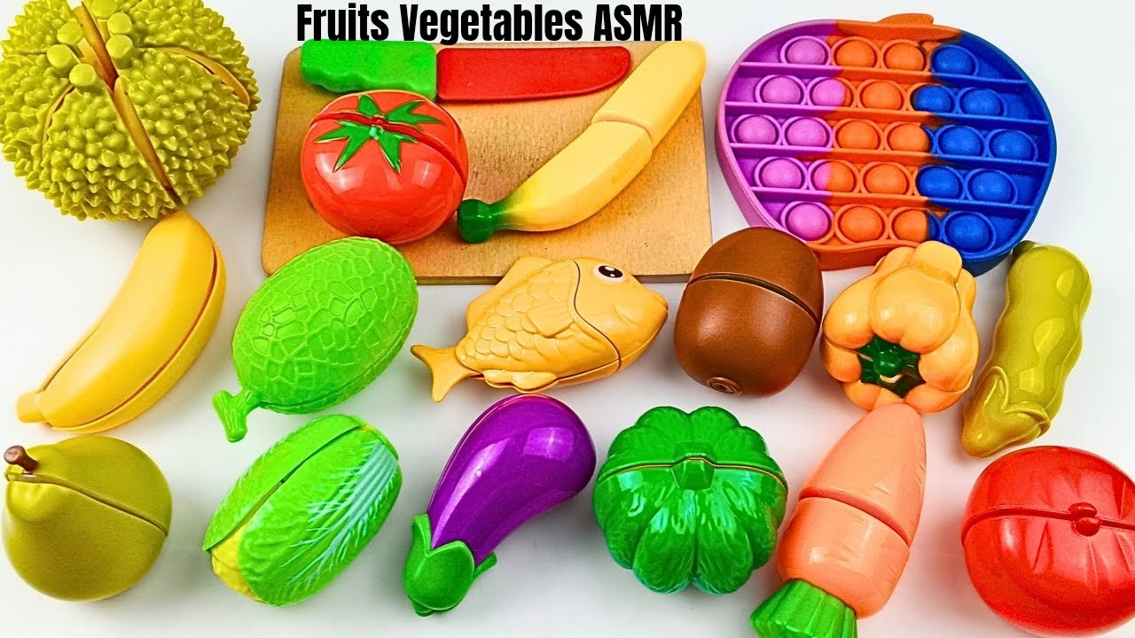 Cutting Plastic Fruits and Vegetables | Banana Tomato Plastic & Squishy ...