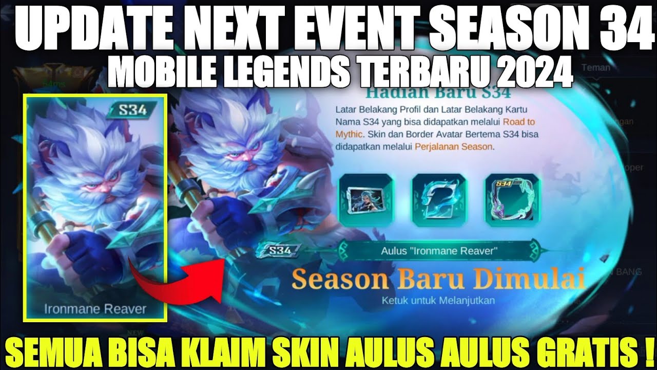 UPDATE S34!! EVENT HADIAH BARU SEASON 34 SKIN AULUS SEASON 34 GRATIS ...